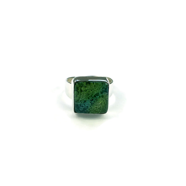 Square Blown Glass Ring - Blue – TistiK
